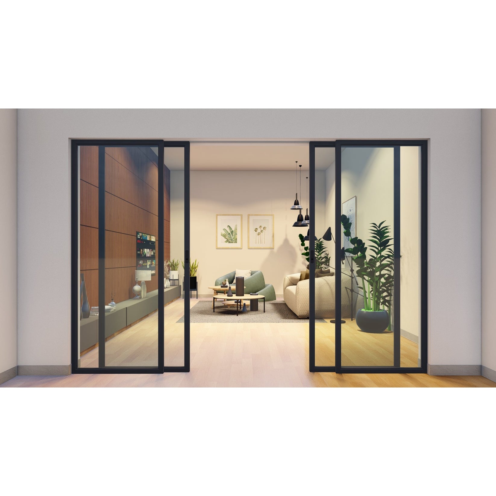 Steel Sliding Doors - Pre-Order Light 6 - 4 Panel Sliding Door (Fix - 2 ...
