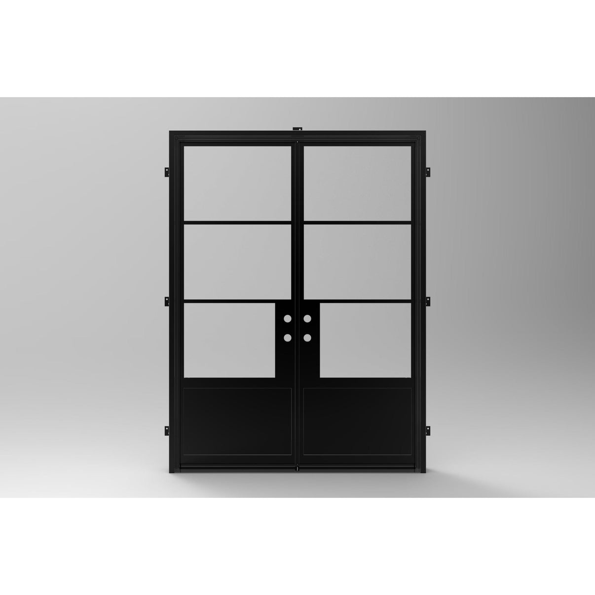 Steel French Doors – (Light 3 - Double) | Black Diamond Iron Doors
