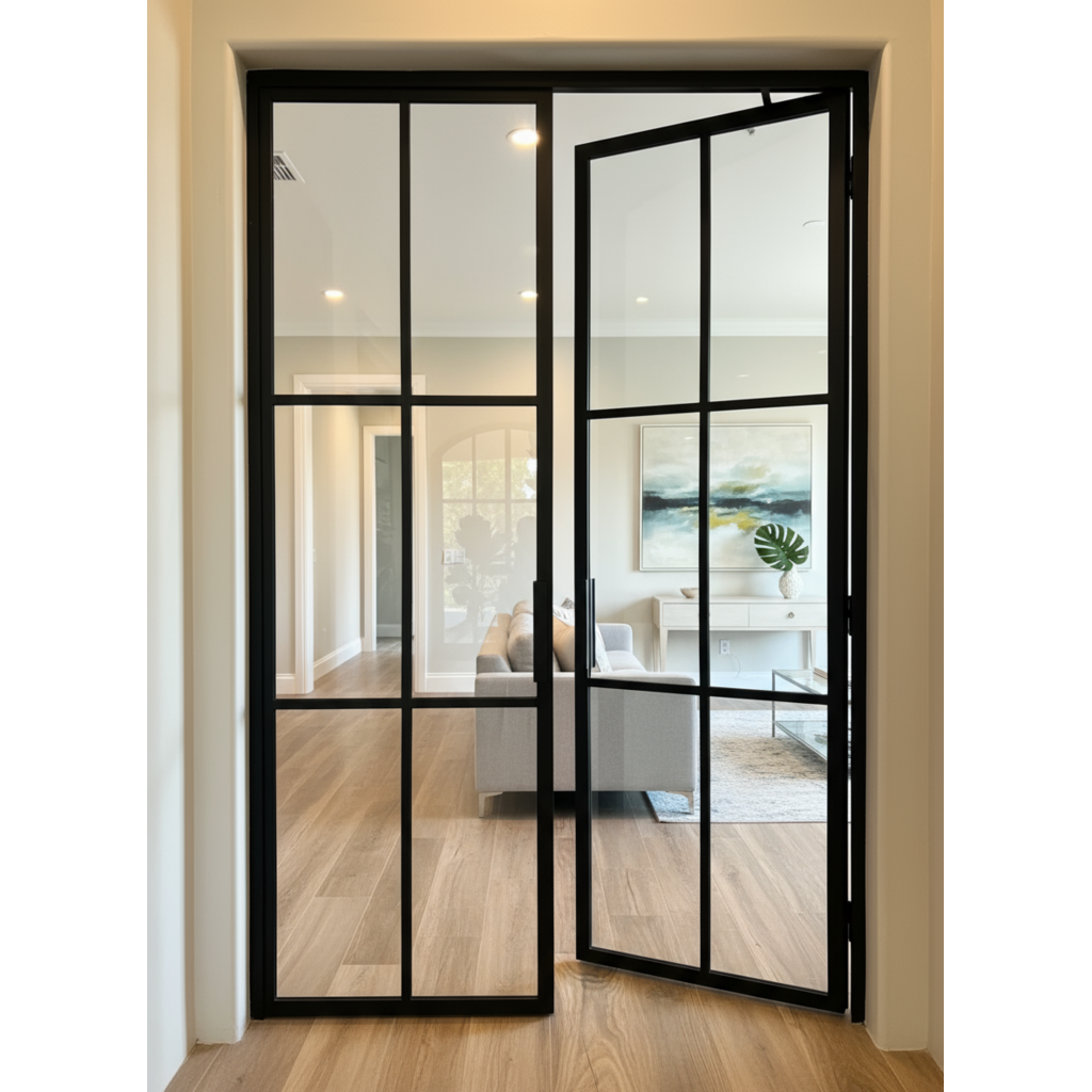 Steel Interior Doors – (Light 6 Double Interior) | Black Diamond Iron Doors